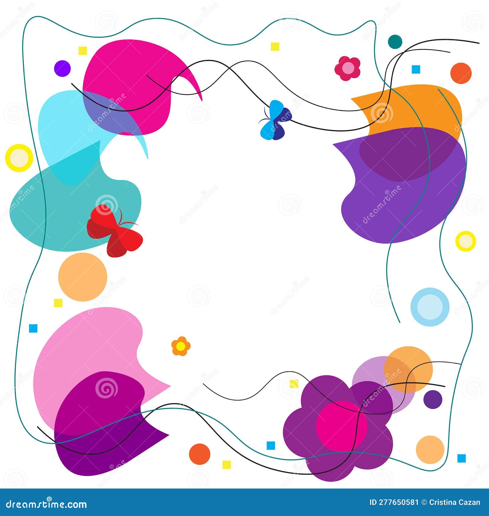 Floral Frame with Message Balloons Stock Vector - Illustration of ...