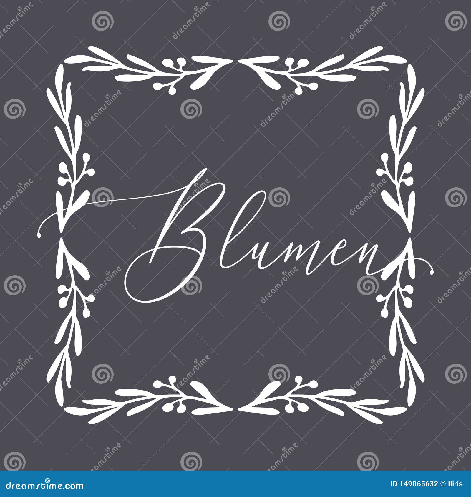Floral Frame or Monogram Hand Drawn Element. Doodle Branches Border ...