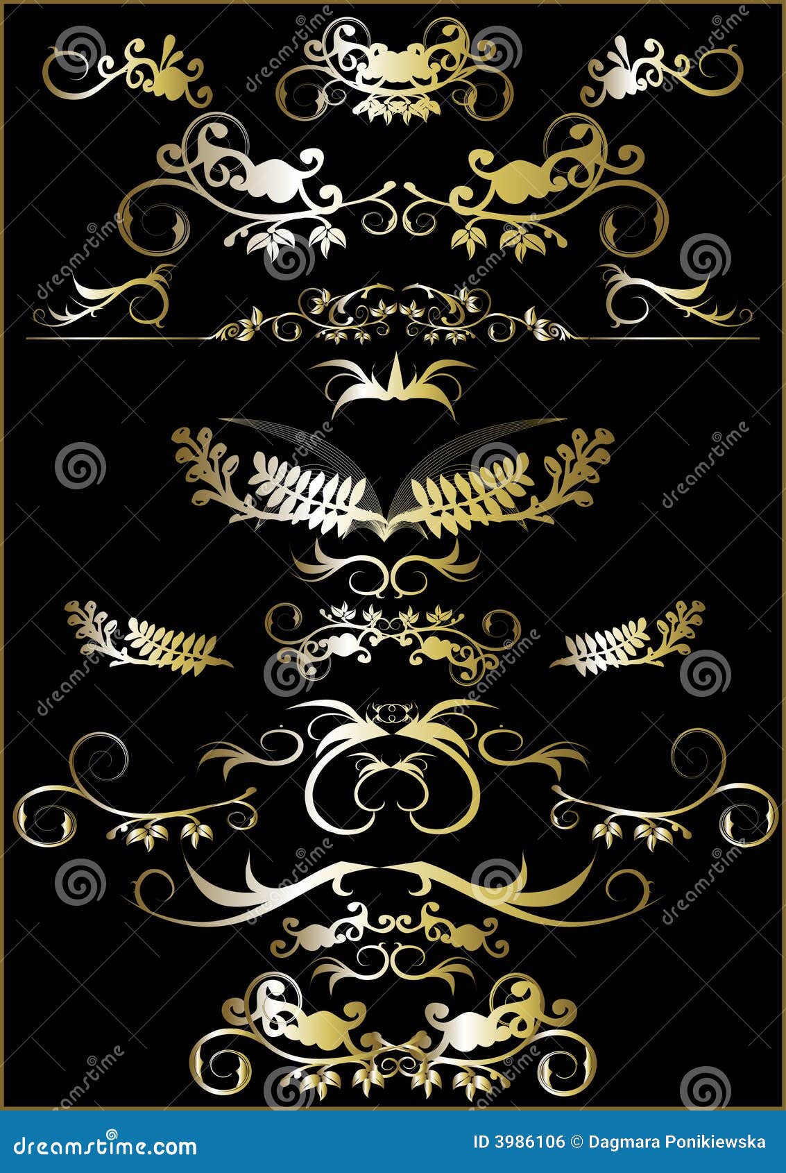 Floral frame ornament - stock illustration. Illustration of foliage ...