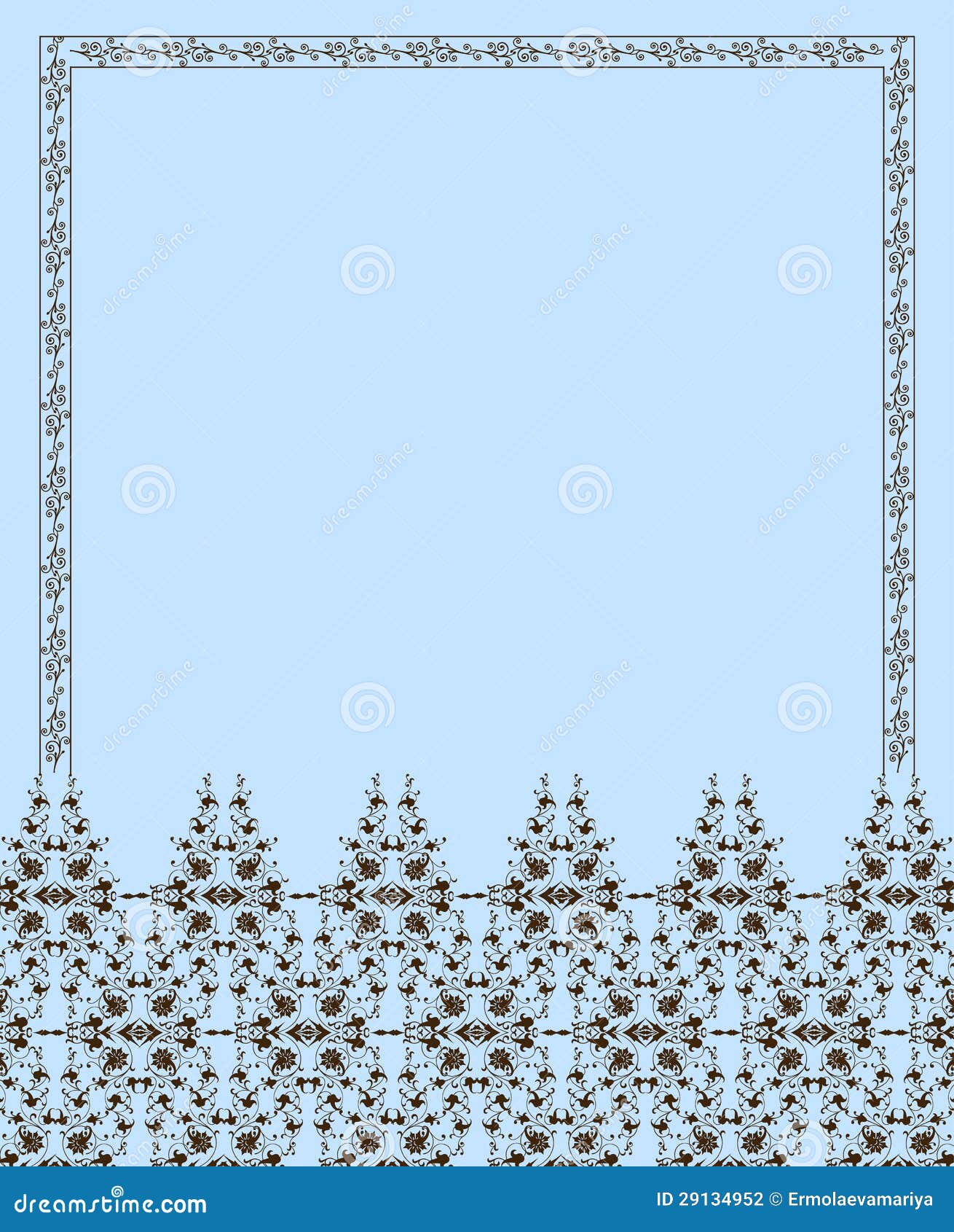 Floral Frame and Pattern. Vector Stock Vector - Illustration of blue ...