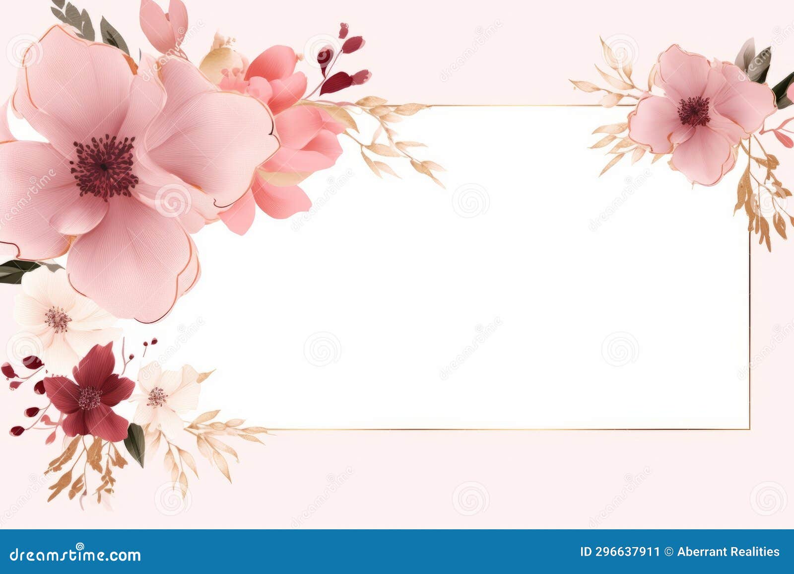 Floral Frame with Pink Flowers on a Pink Background Stock Illustration ...