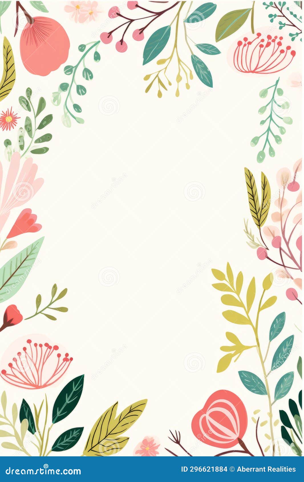 A Floral Frame with Pink Green and Blue Flowers on it Stock ...