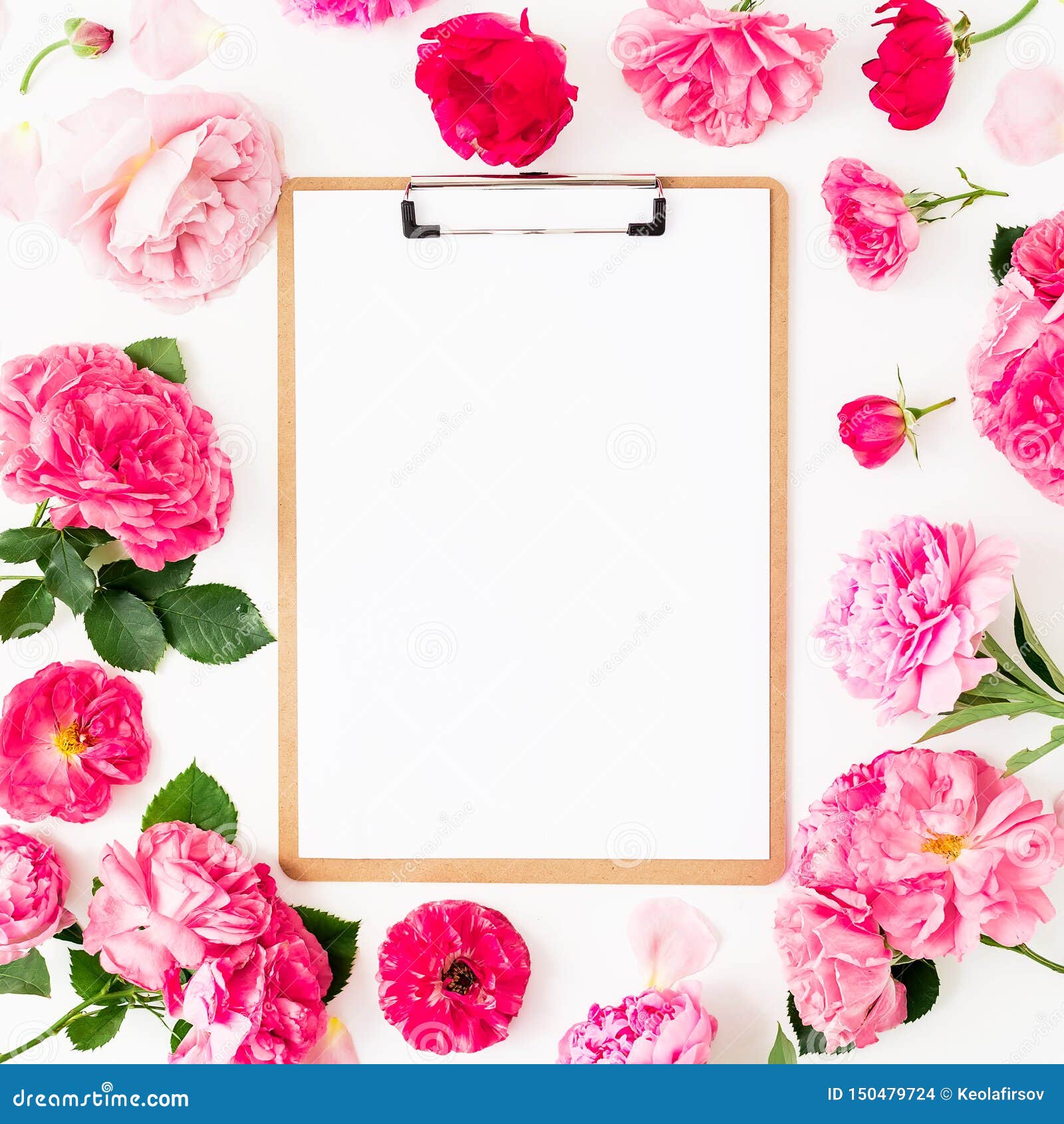 Flower Pattern with Clipboard Stock Photo - Image of leaves, pattern ...