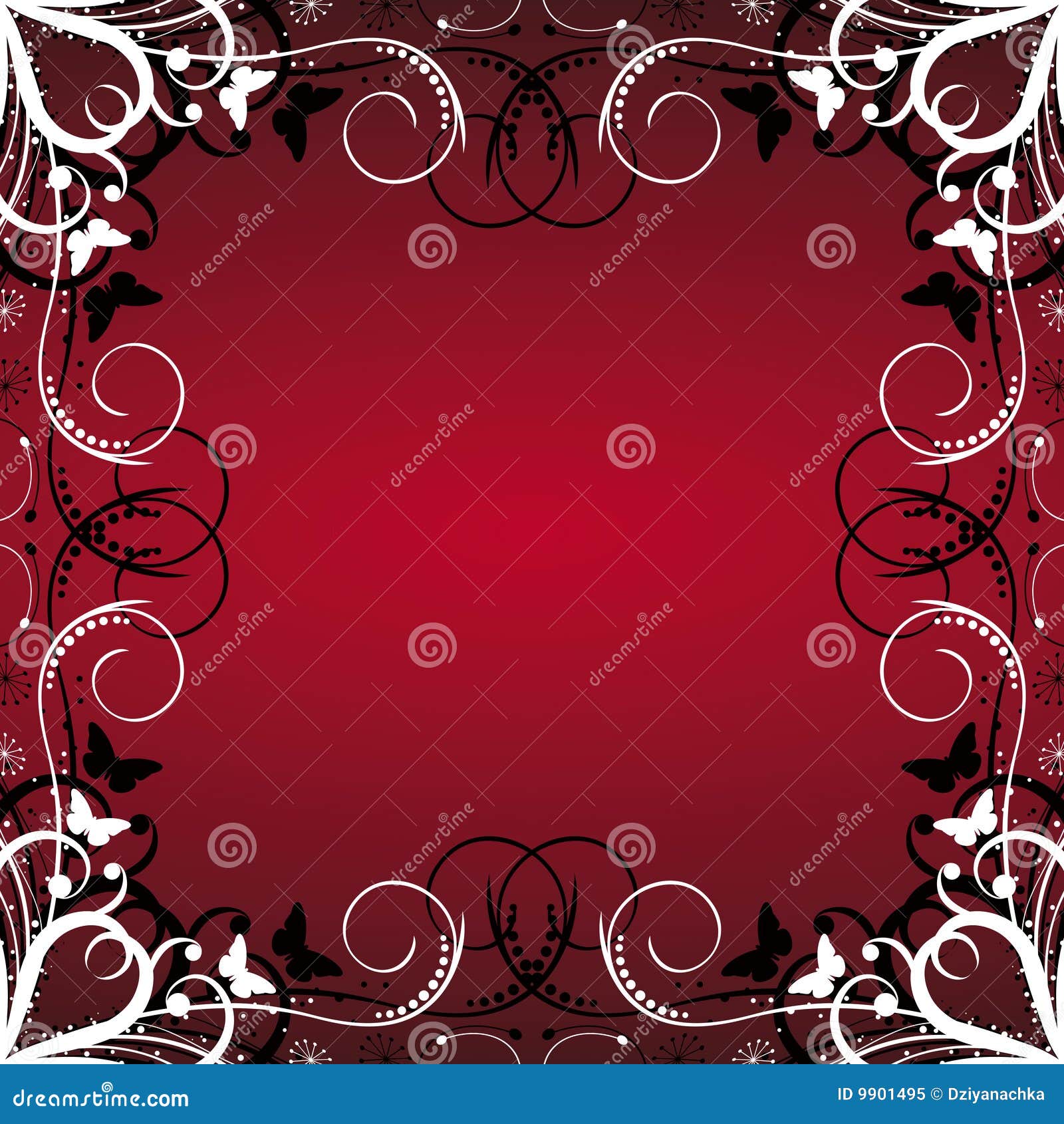 Floral Frame on Red Background Stock Vector - Illustration of gradient ...