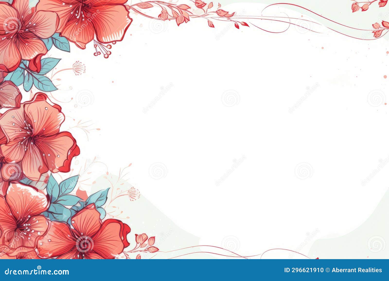 A Floral Frame with Red and Blue Flowers on it Stock Illustration ...