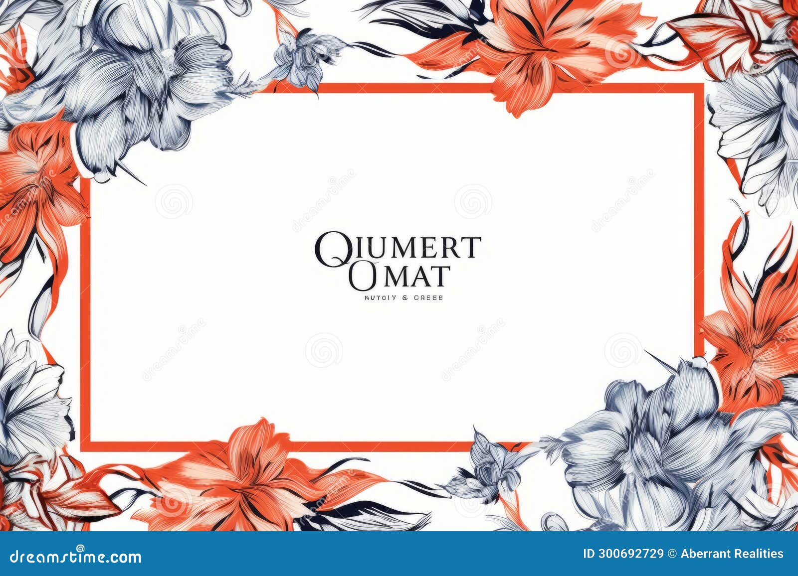 A Floral Frame with Red White and Blue Flowers on it Stock Illustration ...