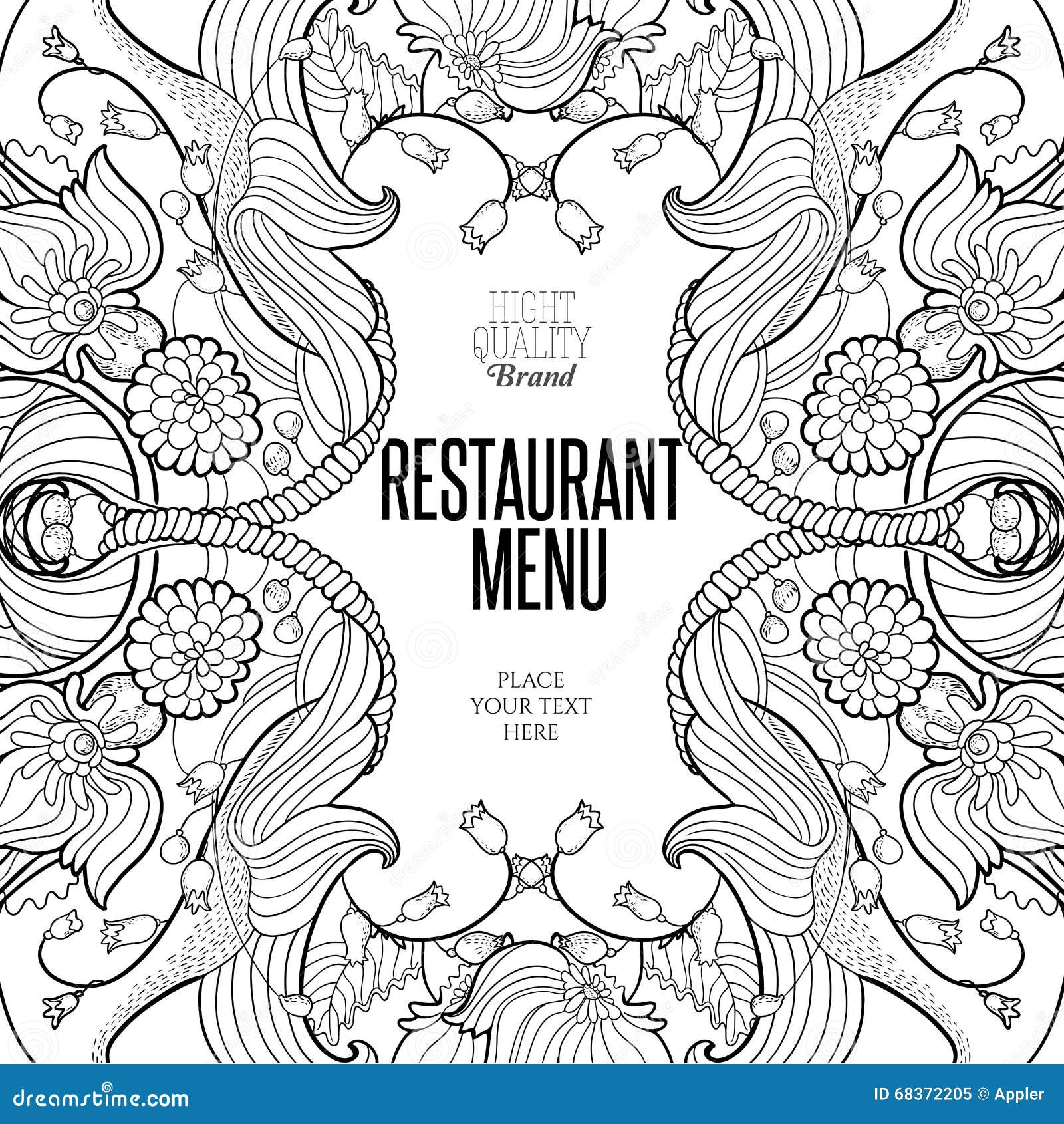 Floral Frame for Restaurant Menu Stock Vector - Illustration of elegant ...