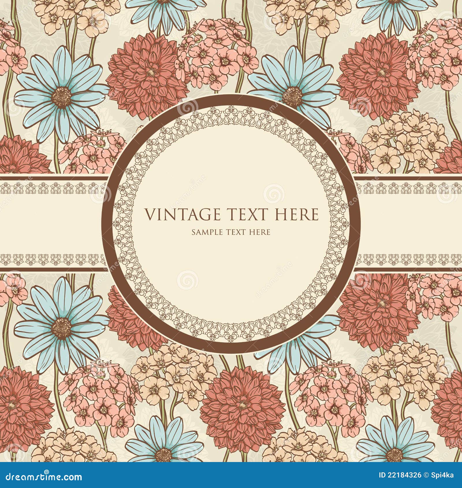Floral Frame in Retro Style Stock Vector - Illustration of greeting ...