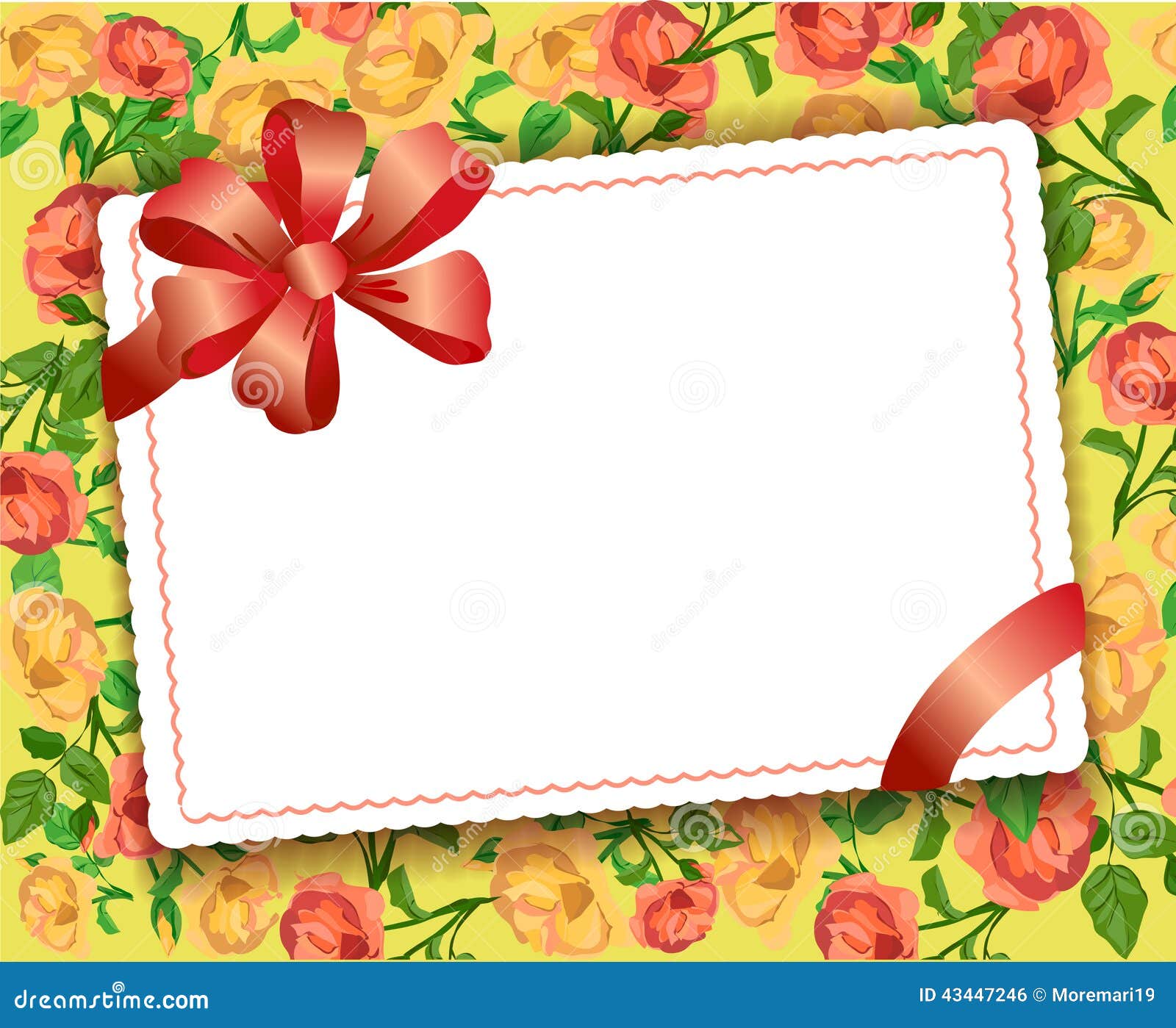 Floral frame with ribbon stock vector. Illustration of banner - 43447246