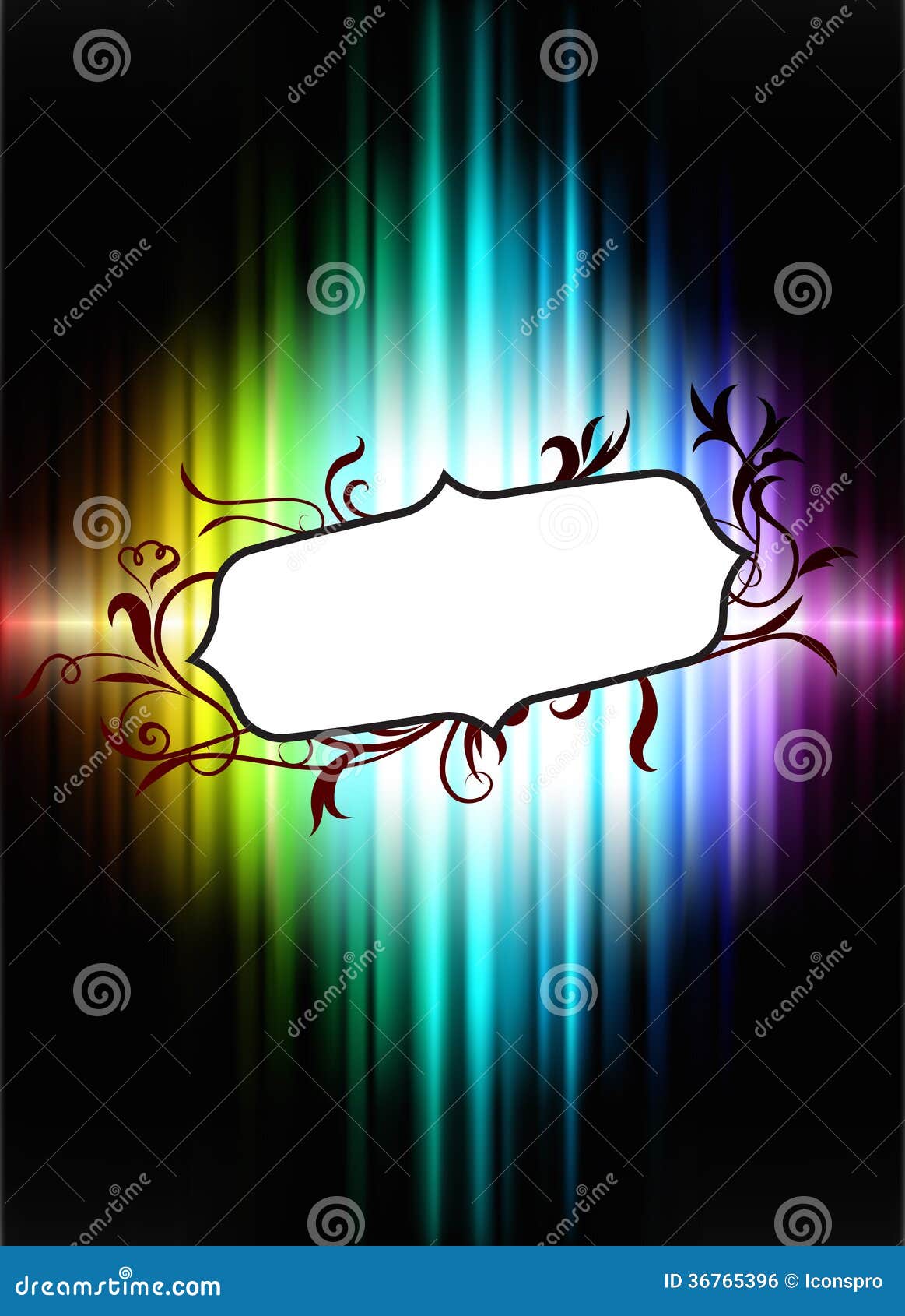 Floral Frame on Spectrum Background Stock Illustration - Illustration ...