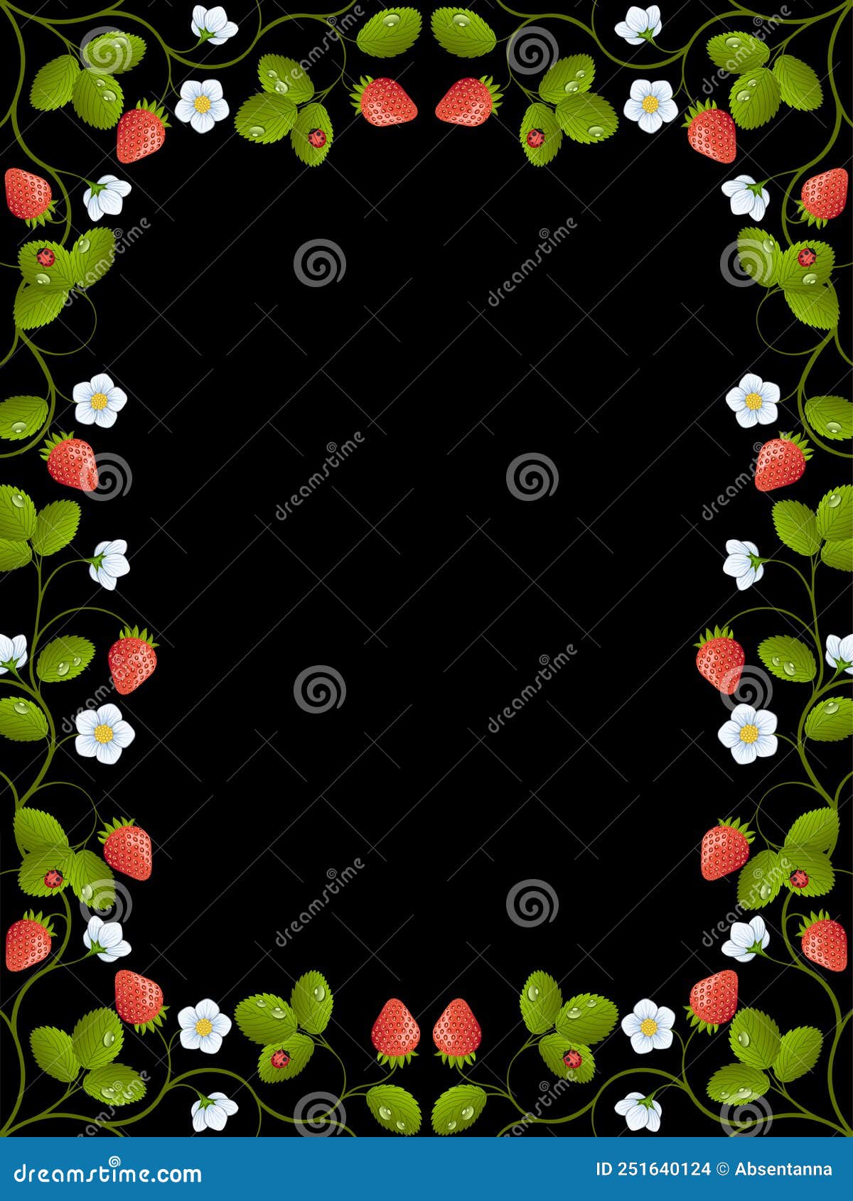 Floral Frame with Strawberry Stock Vector - Illustration of frame ...
