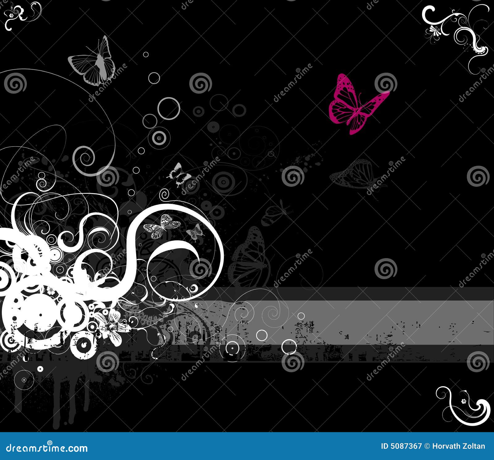Floral Frame Vector-emo Style Stock Vector - Illustration of grunge ...