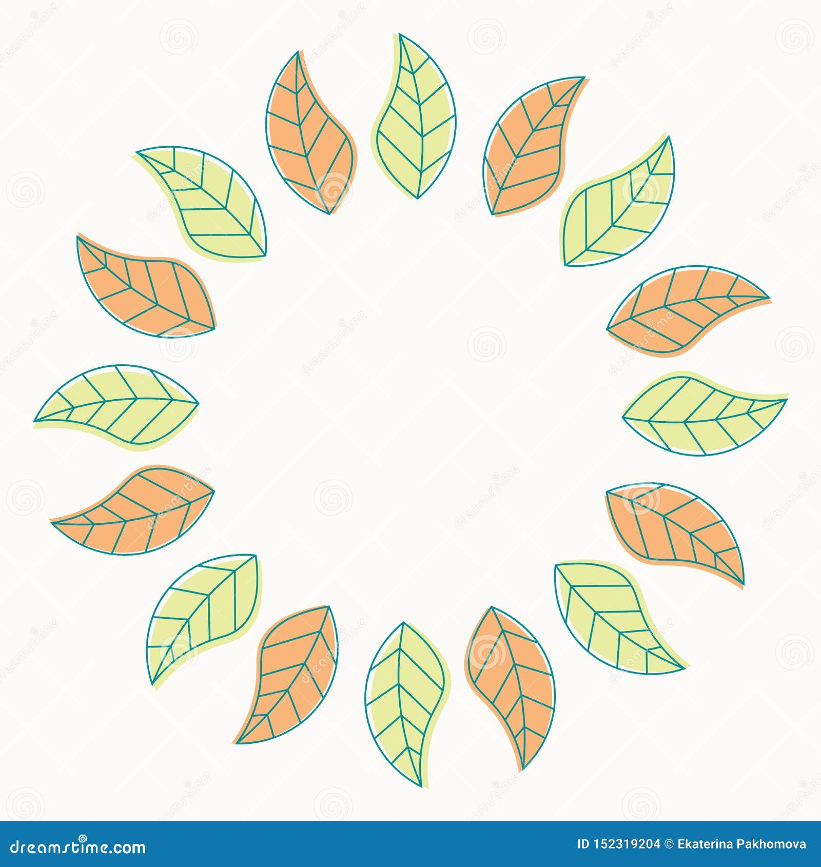 Floral Round Frame with Leaves Isolated Stock Vector - Illustration of ...