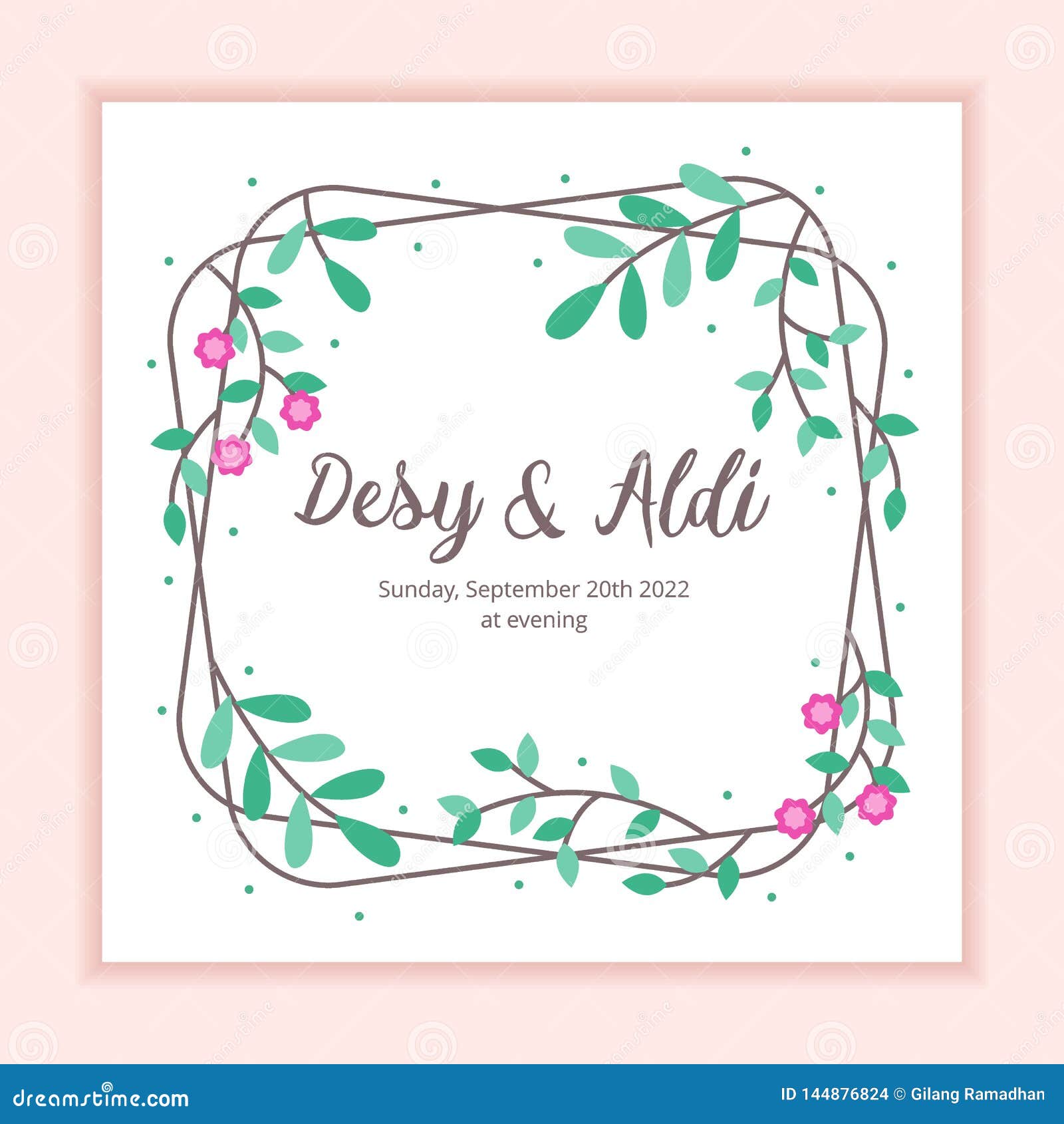 Floral Frame Wedding Invitation Card Template Stock Illustration ...
