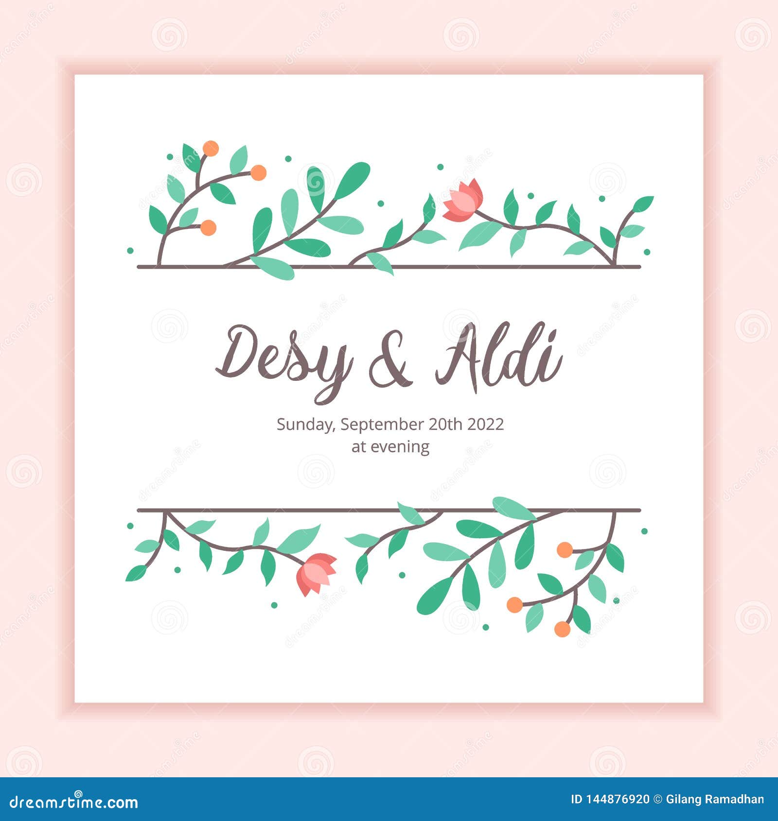 Floral Frame Wedding Invitation Card Template Stock Illustration ...