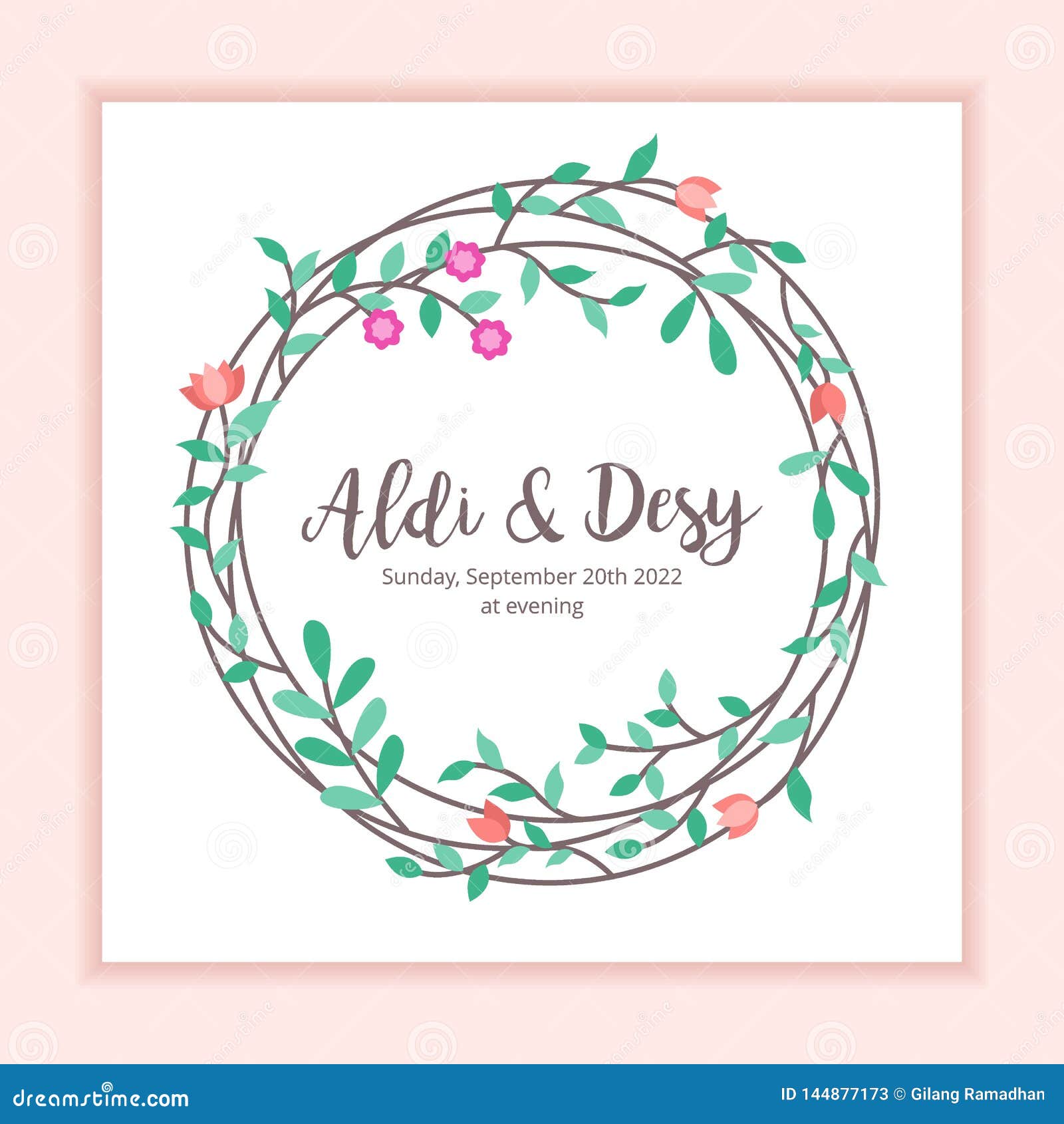 Floral Frame Wedding Invitation Card Template Stock Illustration ...