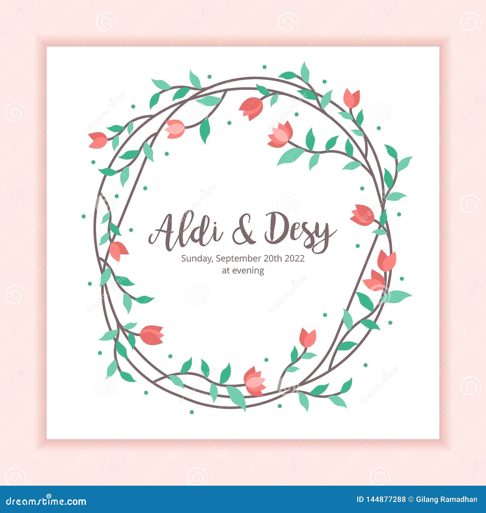 Floral Frame Wedding Invitation Card Template Stock Illustration ...