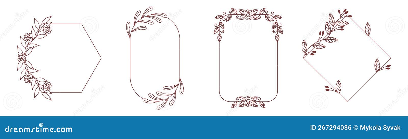 Floral Frames, Elegant Linear Borders with Flowers and Leaves Isolated ...