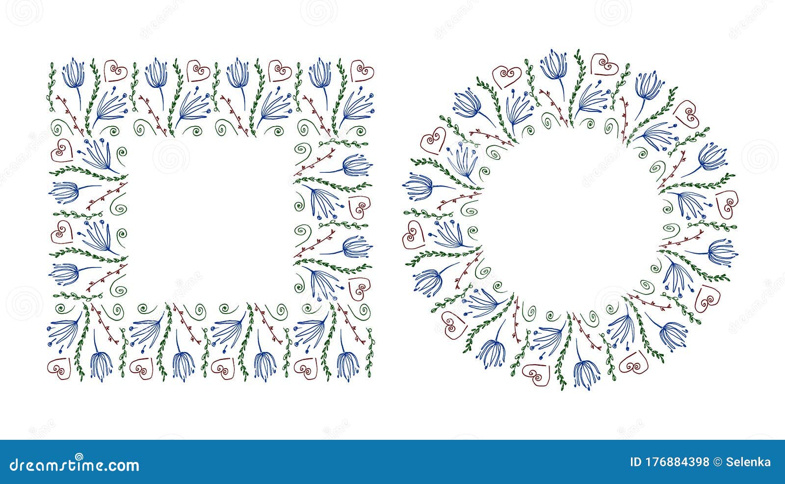 Floral Frames Line Graphic Set. Frames Decorated Flowers Stock Vector ...
