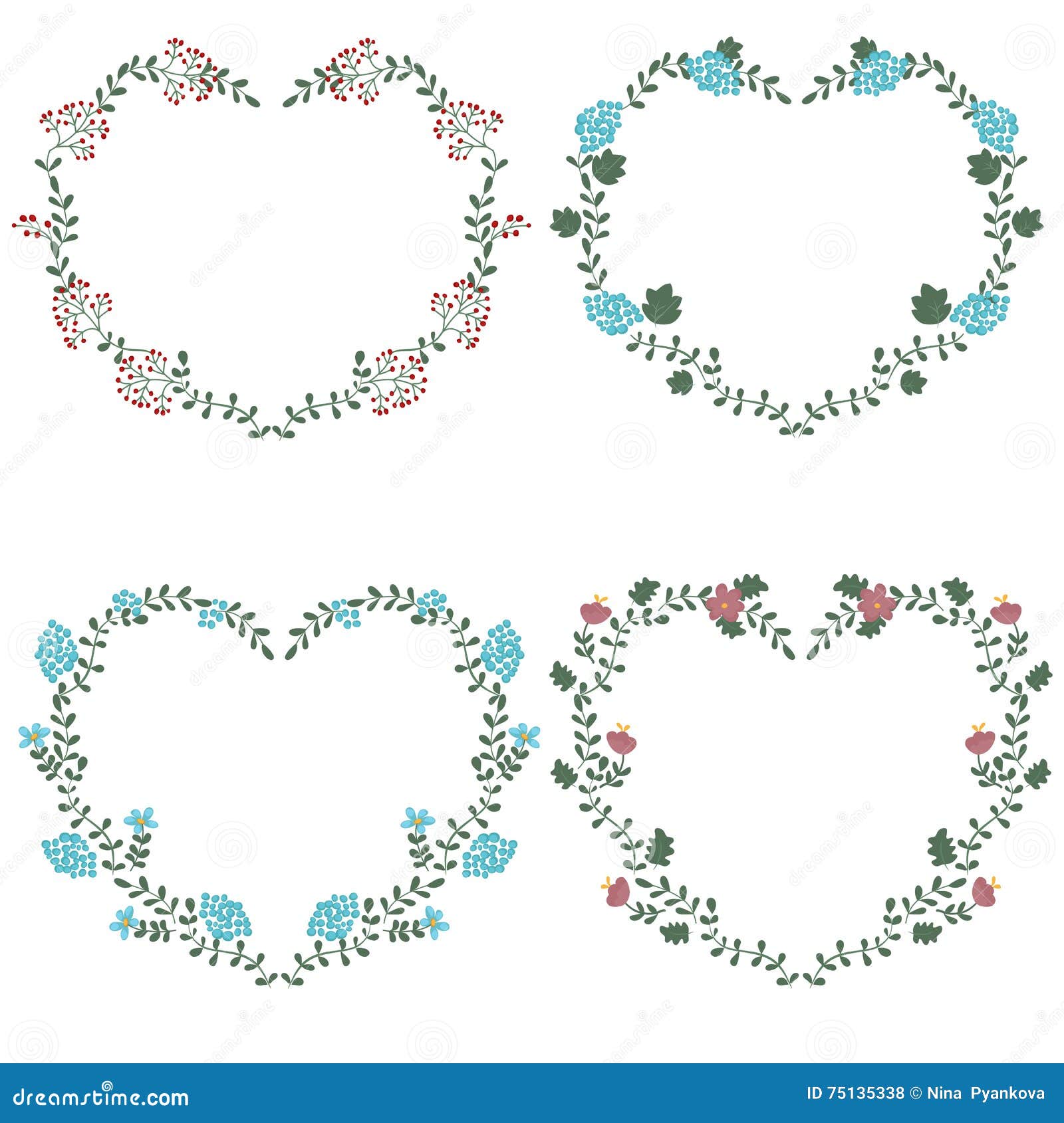 Floral Frames in Shape of Heart Stock Vector - Illustration of ...