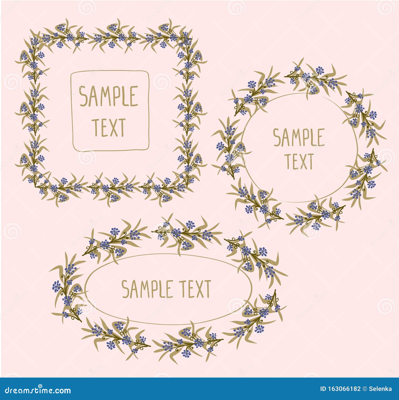 Floral Frames - Square, Round and Oval Frames Collection Decorated ...