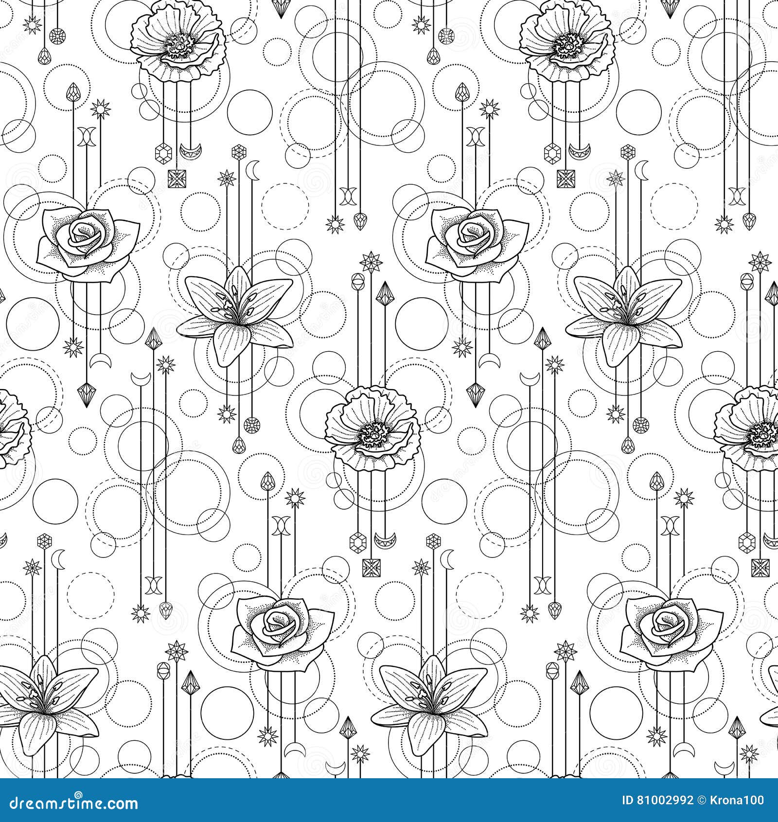 Floral Geometric Seamless Pattern Stock Vector - Illustration of floral ...