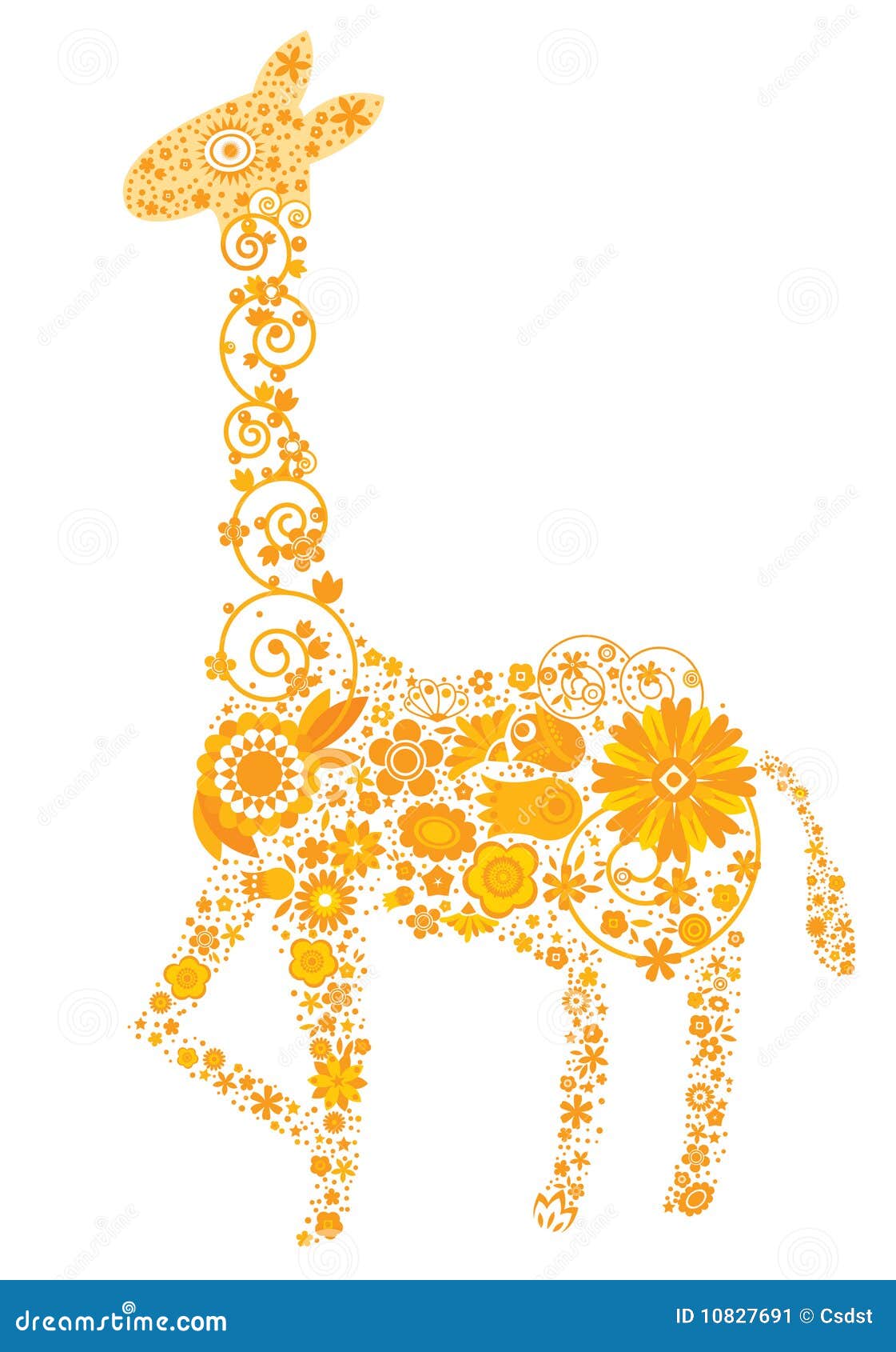 Floral giraffe stock vector. Illustration of colourful - 10827691