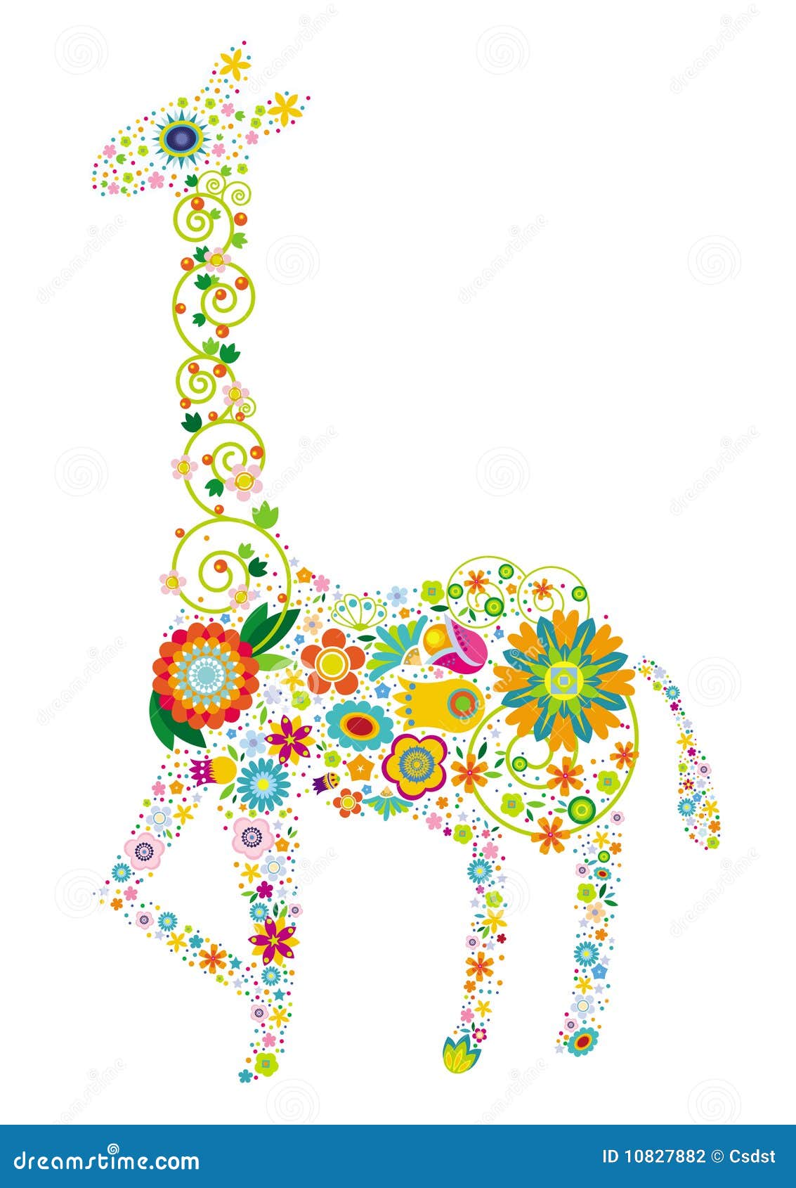 Floral giraffe stock vector. Illustration of animal, antlers - 10827882