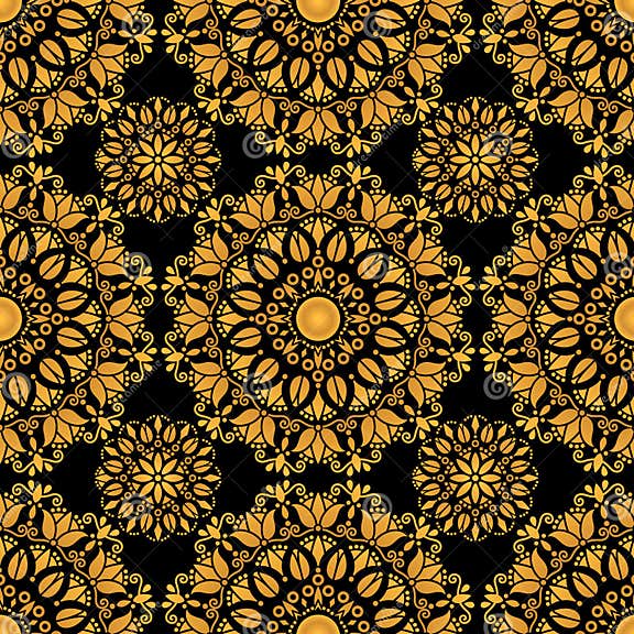 Floral Gold Decorative Pattern Stock Vector - Illustration of circle ...