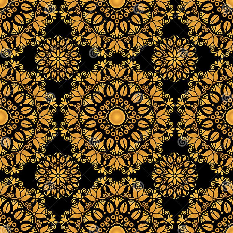 Floral Gold Decorative Pattern Stock Vector - Illustration of circle ...