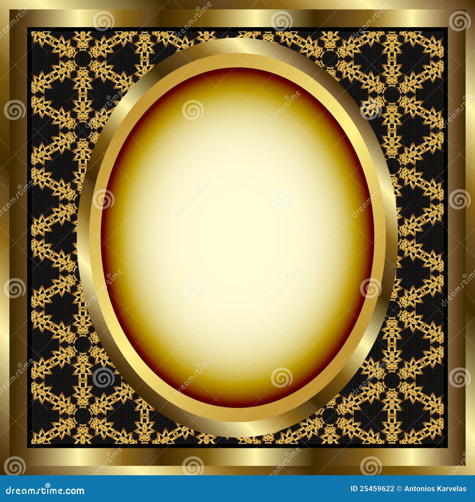 Floral Gold Frame with Patterned Background Stock Illustration ...