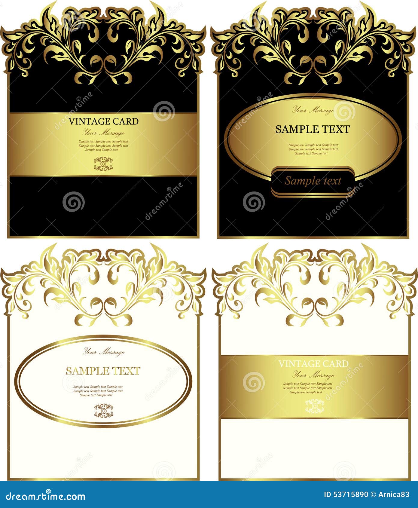Floral Gold-framed Labels Vector Set Stock Vector - Illustration of ...
