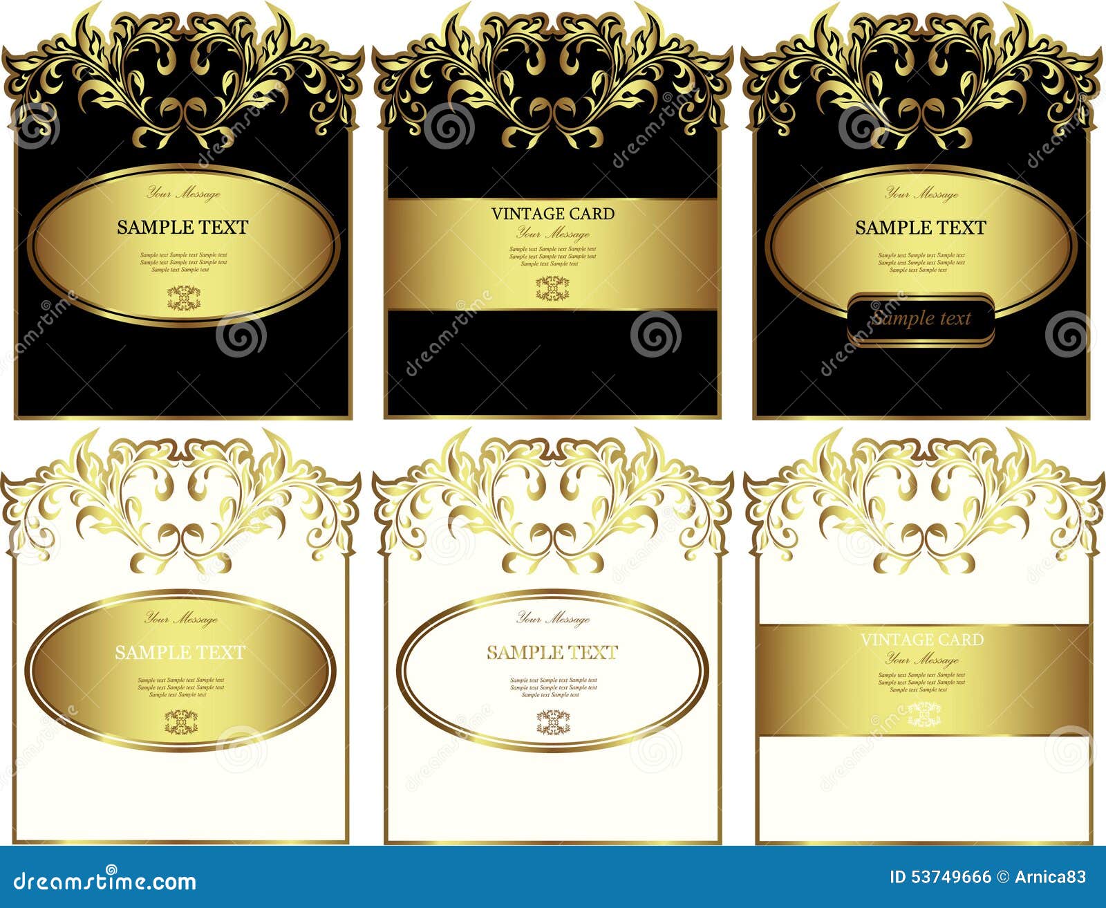 Floral Gold-framed Labels Vector Set Stock Vector - Illustration of ...