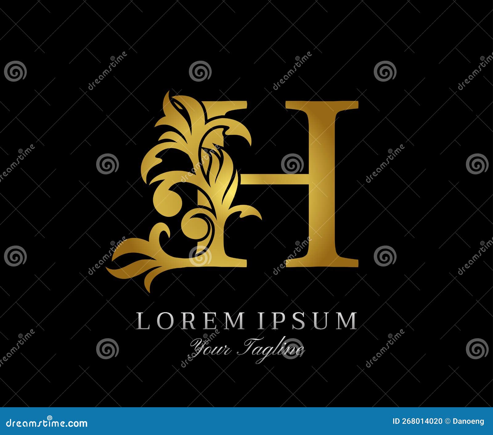 Floral Gold H Luxury Logo Icon. Classy H Letter Logo Design Vector ...