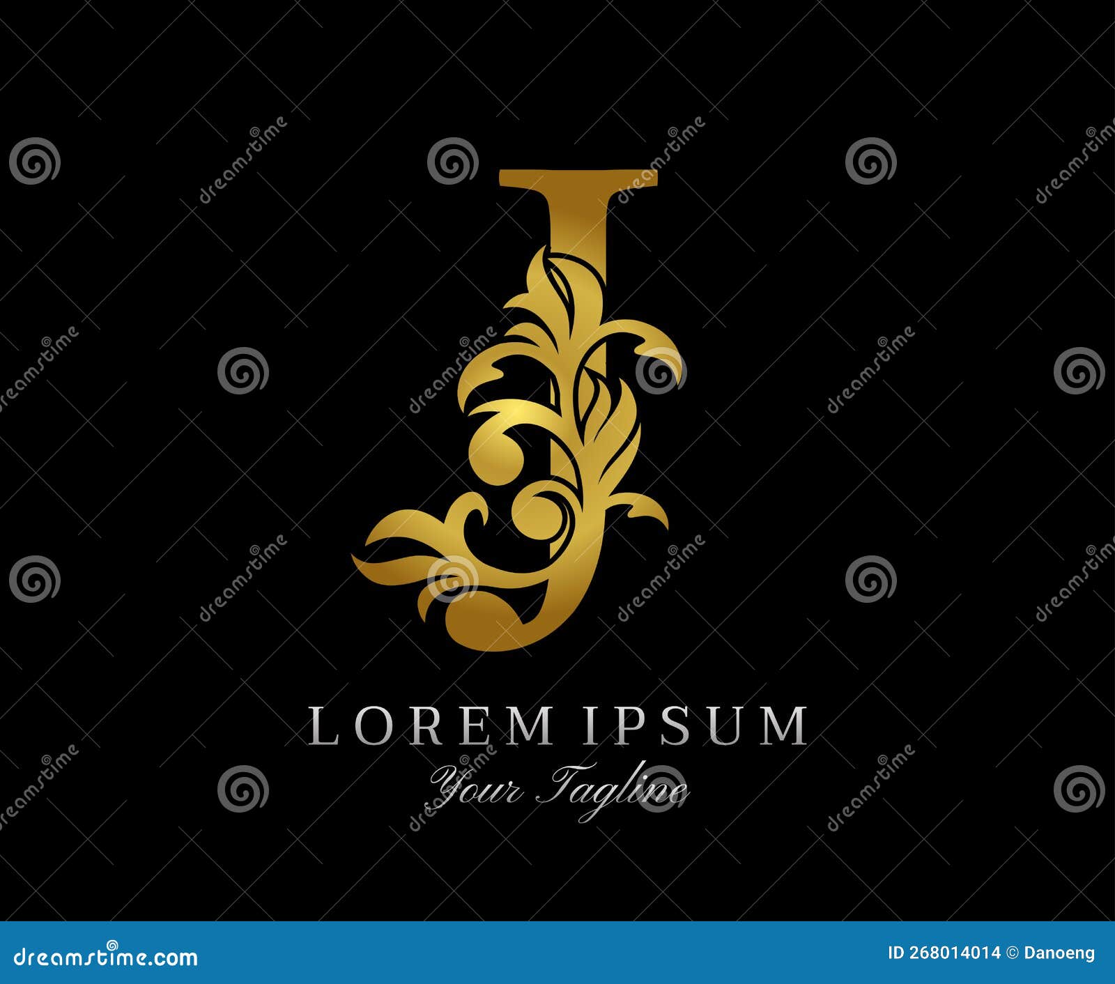Floral Gold J Luxury Logo Icon. Classy J Letter Logo Design Vector ...