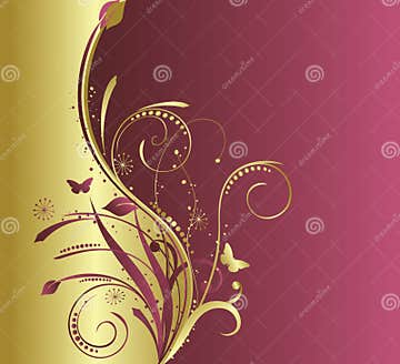 Floral Gold and Red Background Stock Vector - Illustration of gold ...