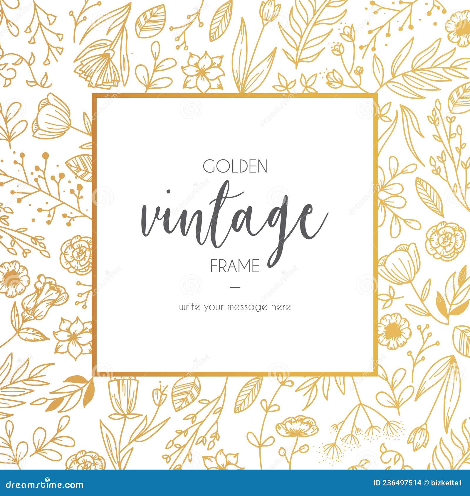 Floral Golden Vintage Frame Design Illustration Stock Vector ...