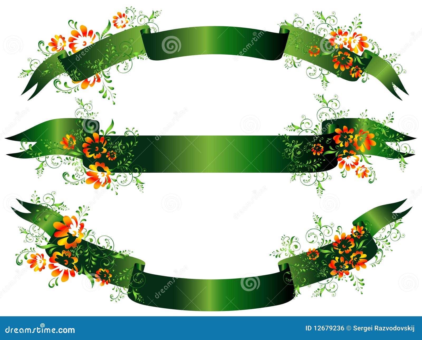 Floral green banners stock vector. Illustration of label - 12679236