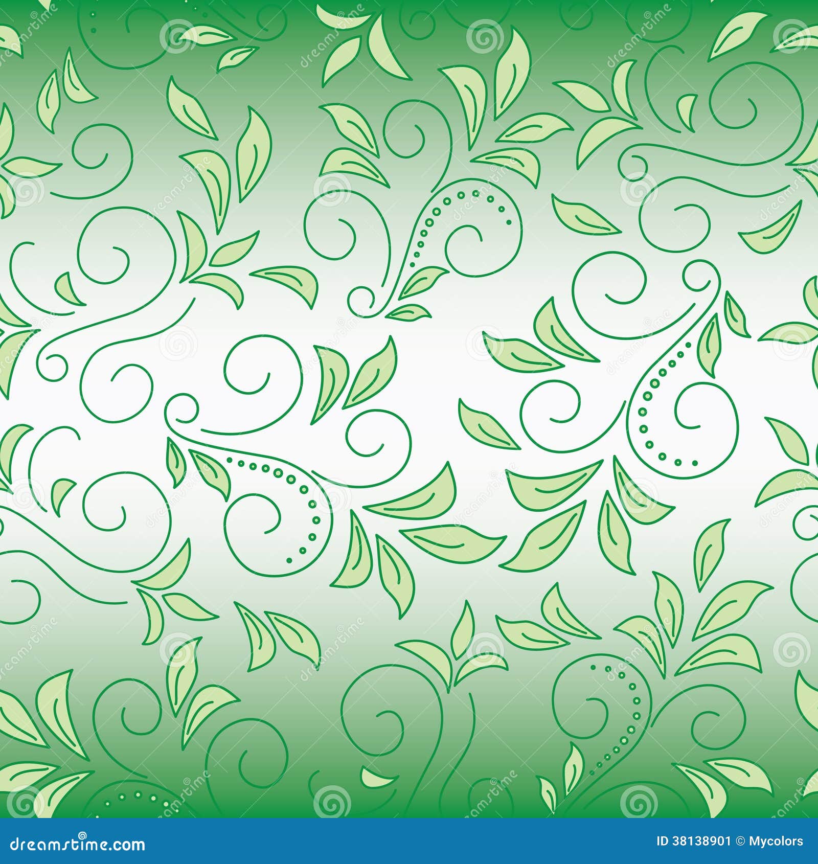 Floral Green Decorative Background with Gradient Stock Vector ...