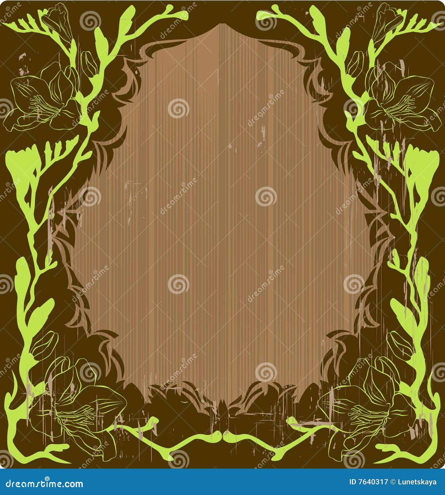 Floral green frame stock vector. Illustration of silhouette - 7640317