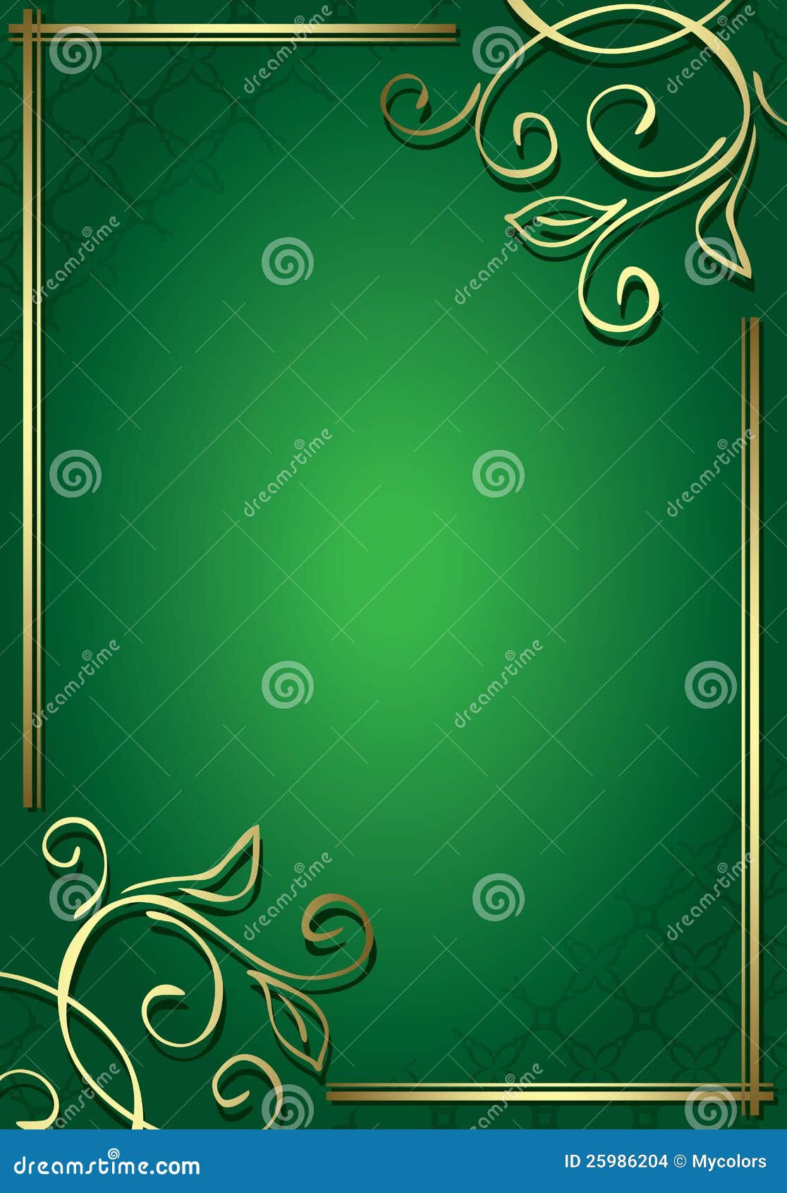 Floral Green Frame with Gold Decorations - Vector Stock Vector ...