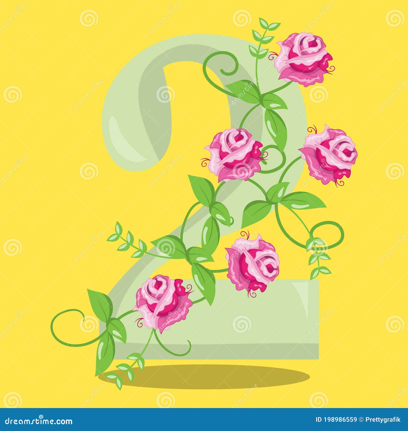 Floral green number 02 stock vector. Illustration of number - 198986559