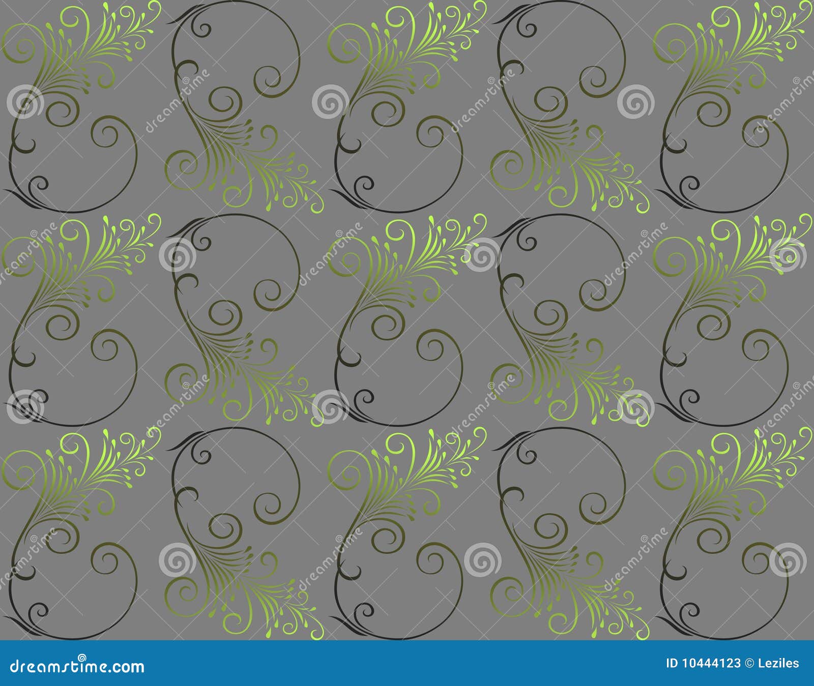 Floral green pattern stock vector. Illustration of gray - 10444123