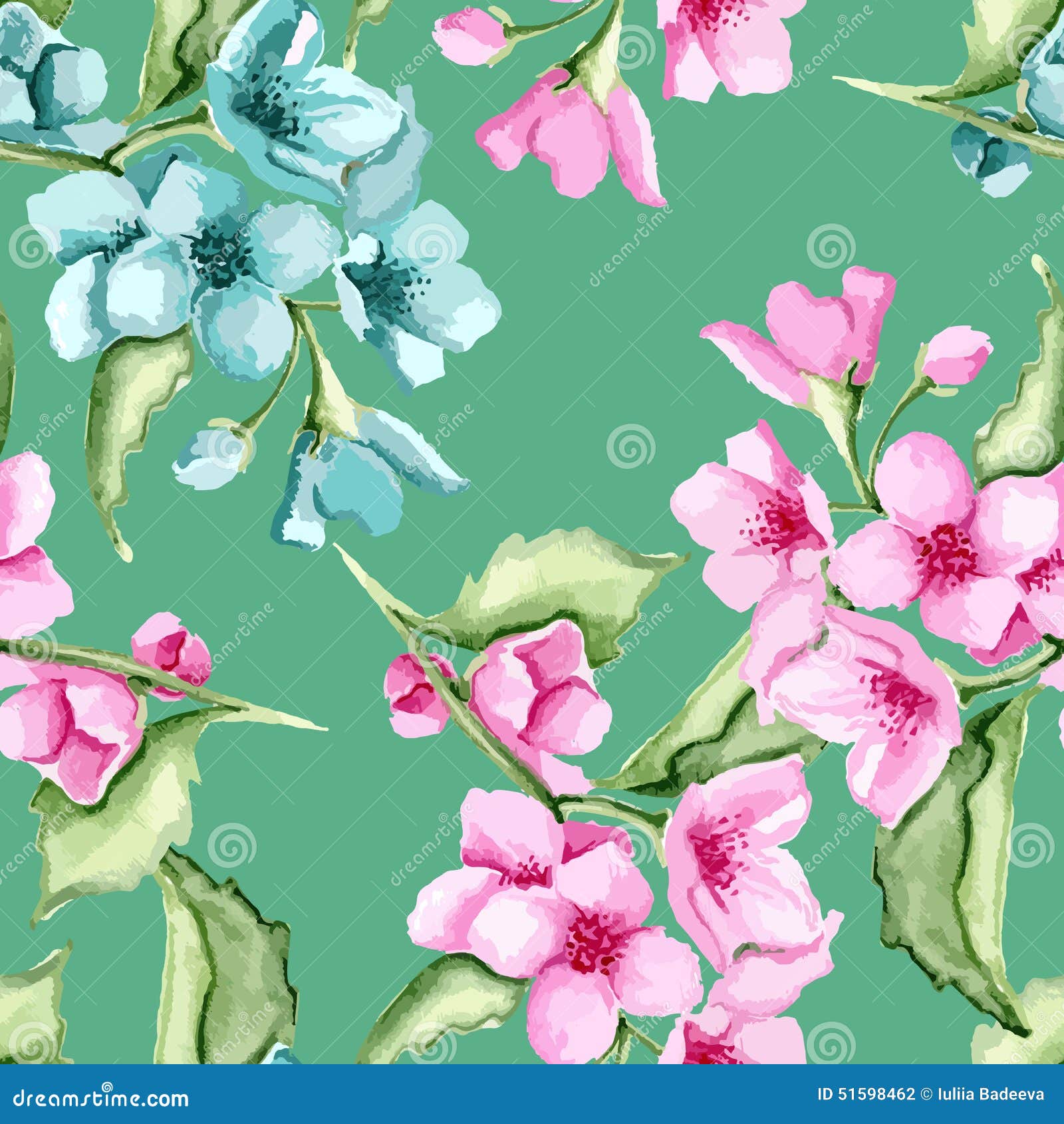 Floral green pattern stock vector. Illustration of painting - 51598462