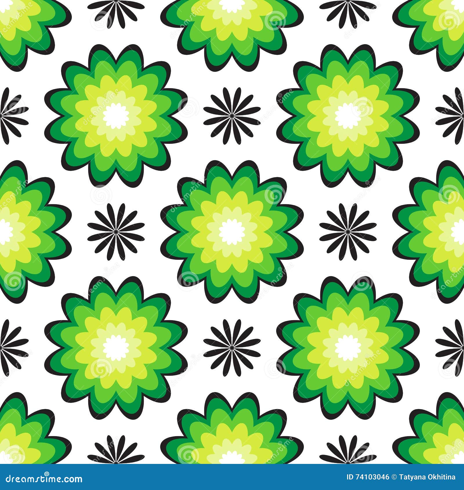 Floral Green Seamless Pattern Stock Vector - Illustration of stylized ...