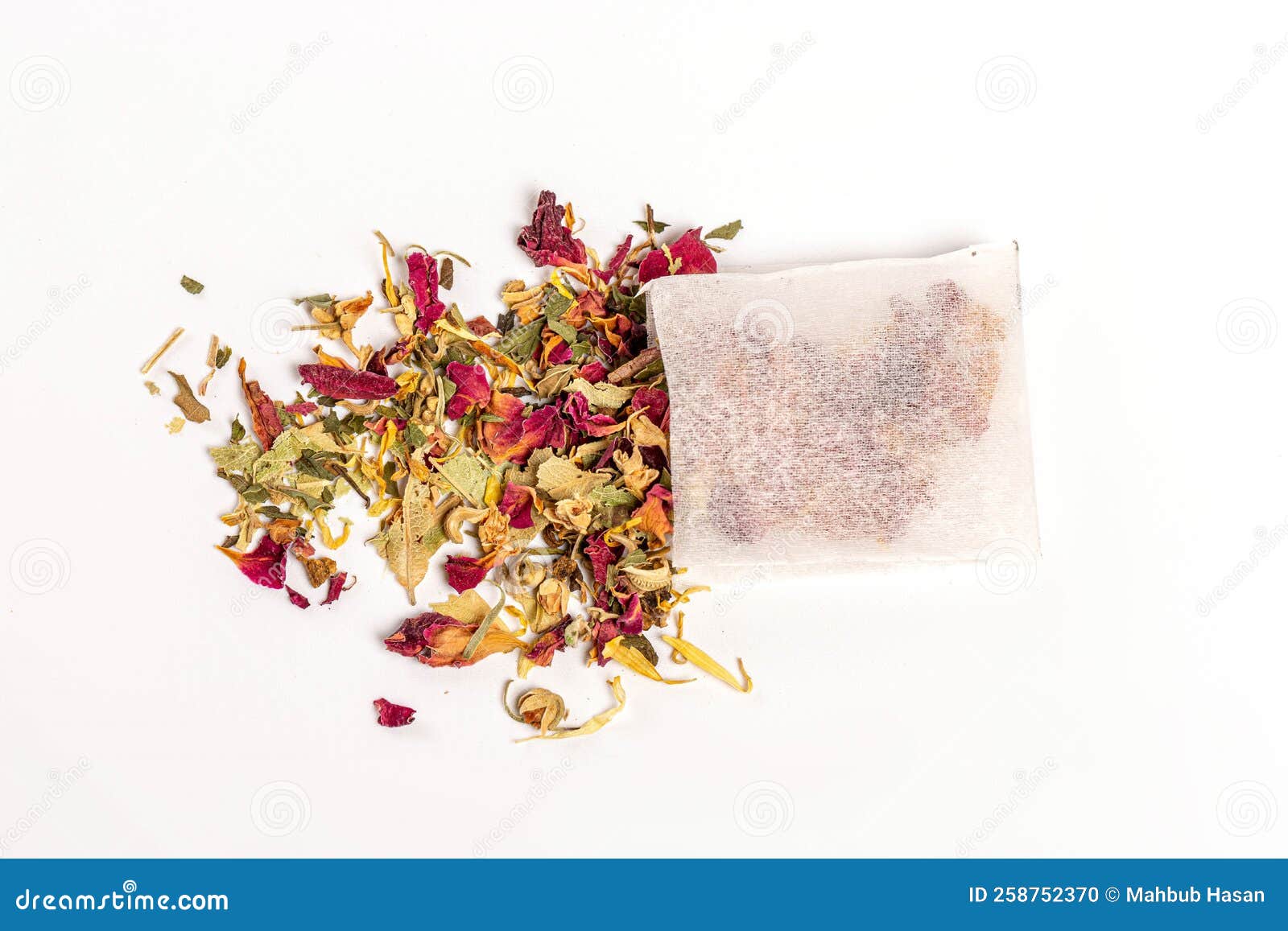 Floral Green Tea with Tea Bag, Top View Stock Photo - Image of relax ...