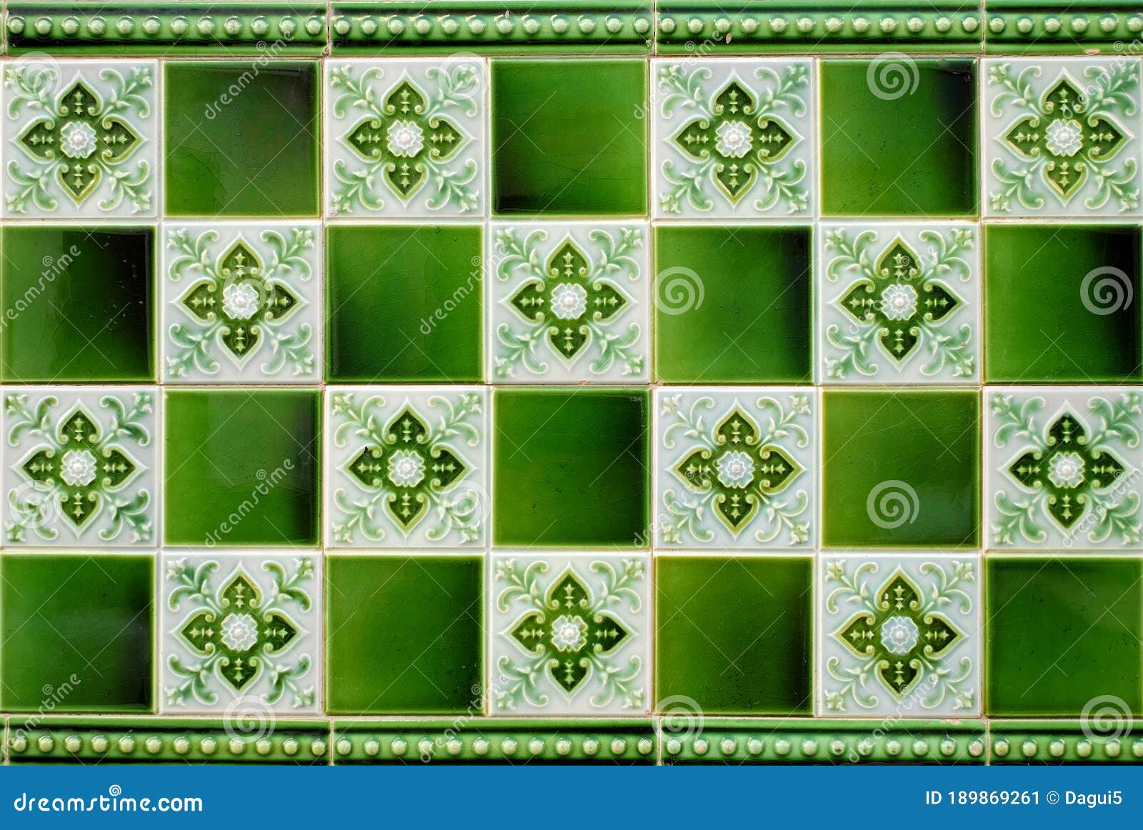 Green Decorative Tiles Pattern. Stock Image - Image of repetitive ...