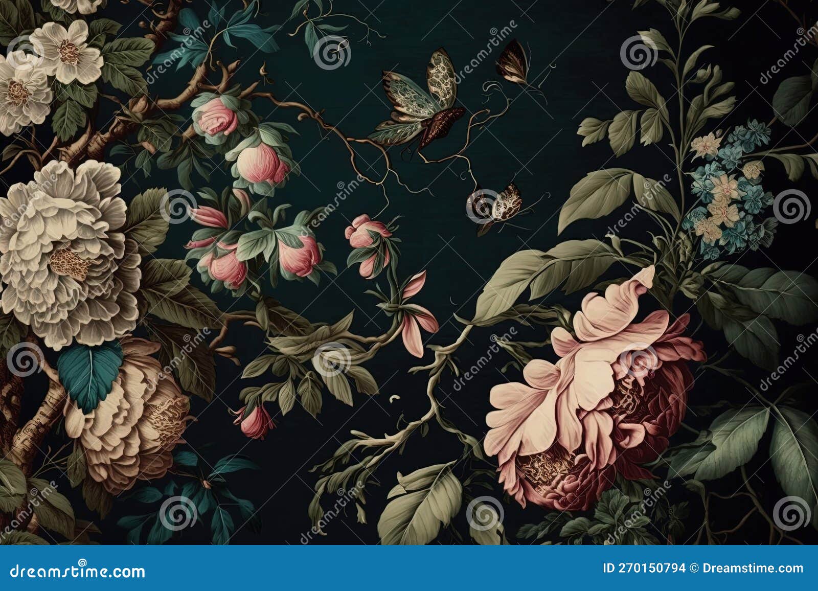 Vintage Botanical Beauty, Floral Group Wallpaper, and Print Background ...
