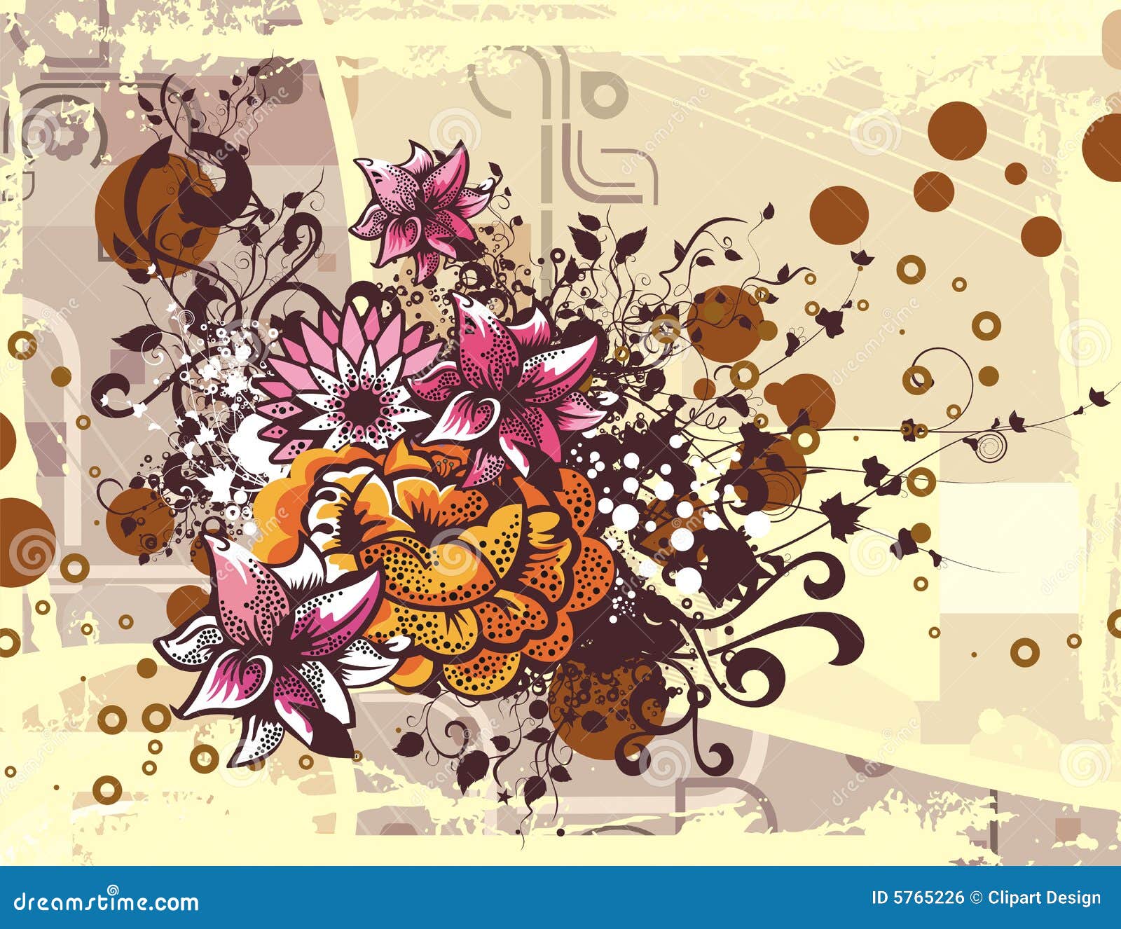 Floral grunge background stock vector. Illustration of flourishes - 5765226