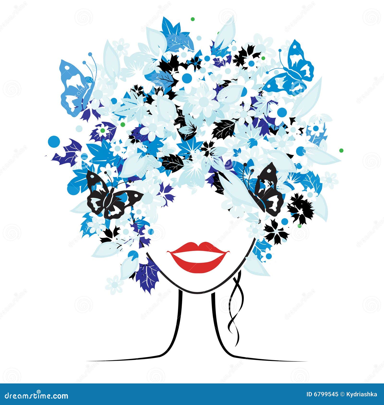 Floral hairstyle, woman stock vector. Illustration of beautiful - 6799545